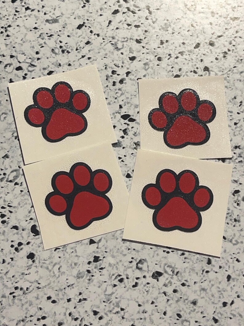 Paw Print Double Color Vinyl Decal - Custom Color & Size - Etsy