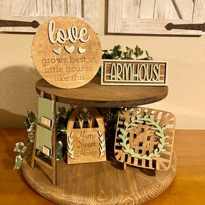 Farmhouse Tiered Tray Decor, Farmhouse Signs, Rustic Tiered Tray Decor ...