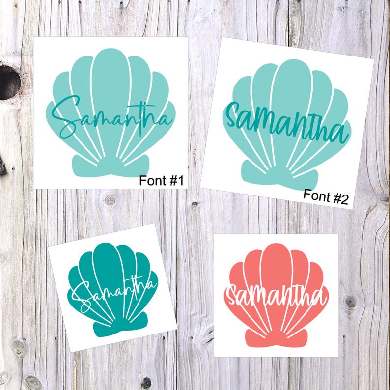 Custom Seashell Name Vinyl Decal: Car, Laptop, Coffee Cup - Etsy