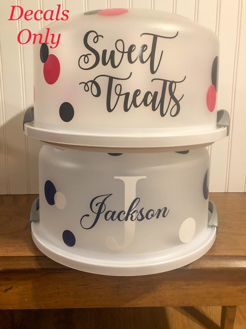 Personalized Cake Carrier Vinyl Decal Kit: DIY Polka Dot Design - Etsy