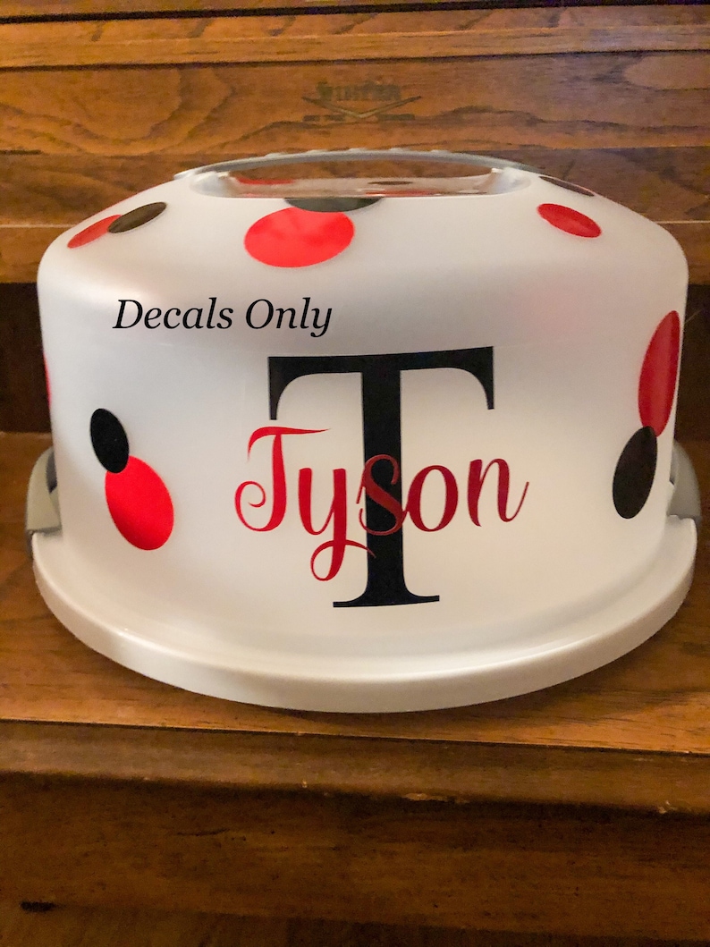 Personalized Cake Carrier Vinyl Decal Kit: DIY Polka Dot Design - Etsy
