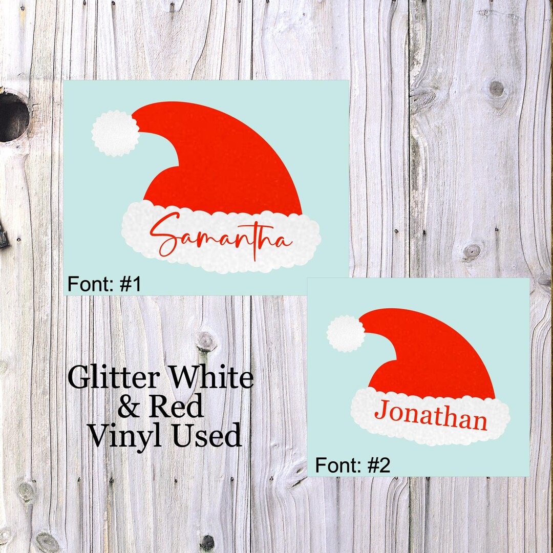 Custom Glitter Santa Hat Vinyl Decal: Personalized Christmas Sticker - Etsy