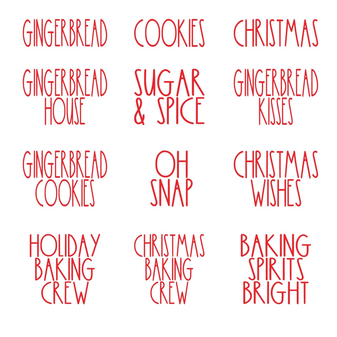 Gingerbread Christmas Sayings Vinyl Decals - Baking Decor - Etsy