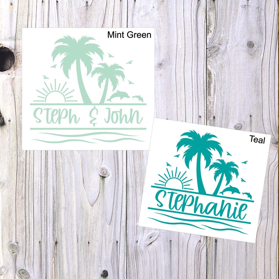 Custom Palm Tree Beach Vinyl Decal, Sunset Vinyl Decal, Beach Sunset ...