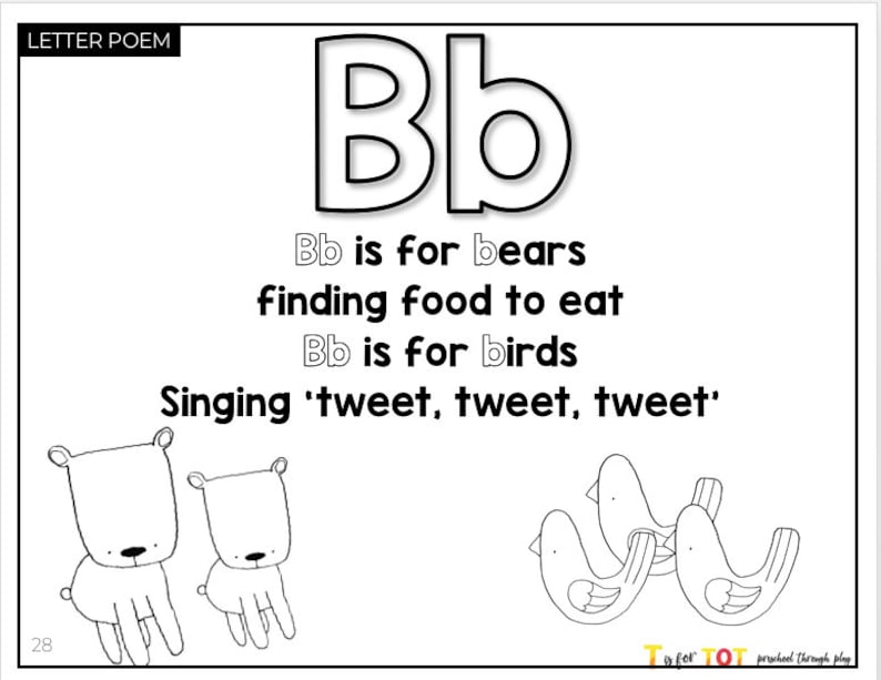 Letter B Toddler & Preschool Curriculum Tot School Weekly Lesson Plan ...