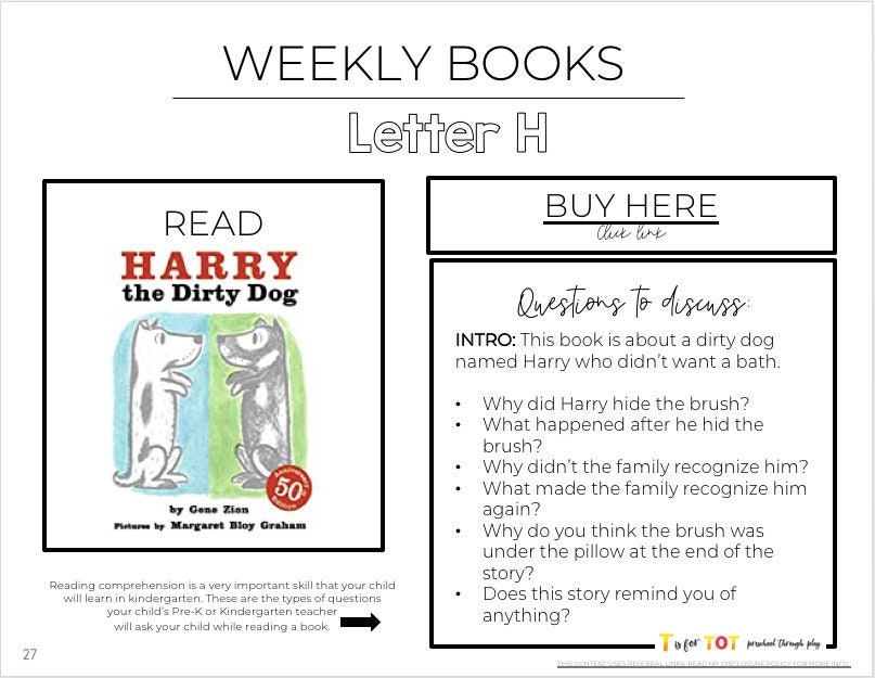 Letter H Toddler & Preschool Curriculum Tot School - Etsy