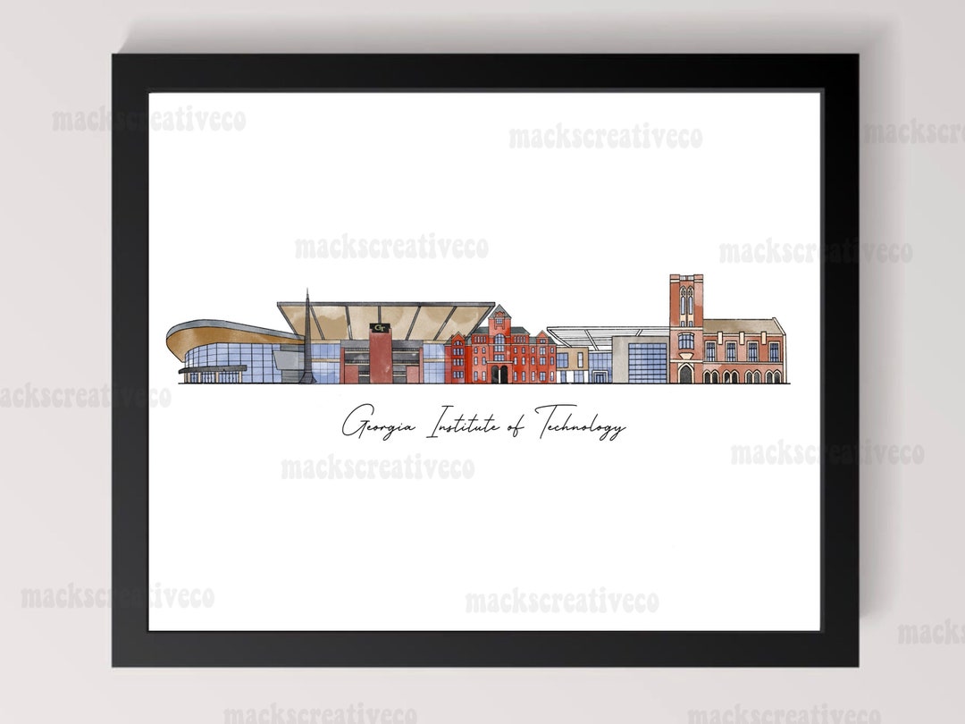 Georgia Tech Art Print College Art Print Atlanta, Georgia Art Georgia ...