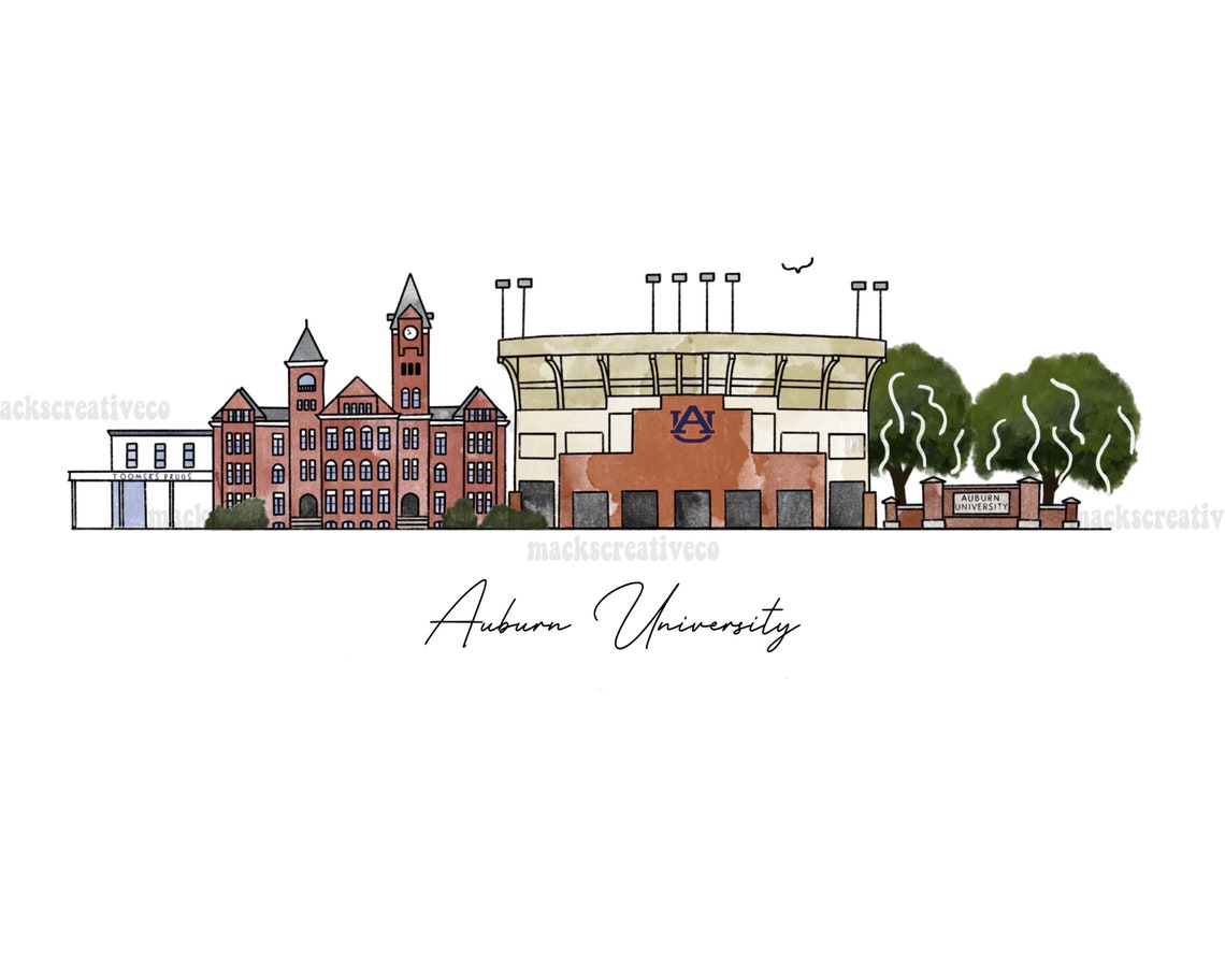 Auburn Art Print College Art Print Auburn Alabama Art - Etsy