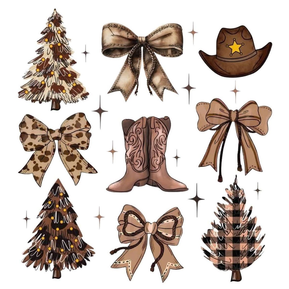 Boots and Bows Cowboy Christmas Digital Print - Etsy