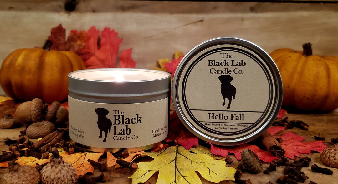 Hello Fall the Black Lab Candle Co. Hand Poured Soy Wax Candle 8 Oz ...
