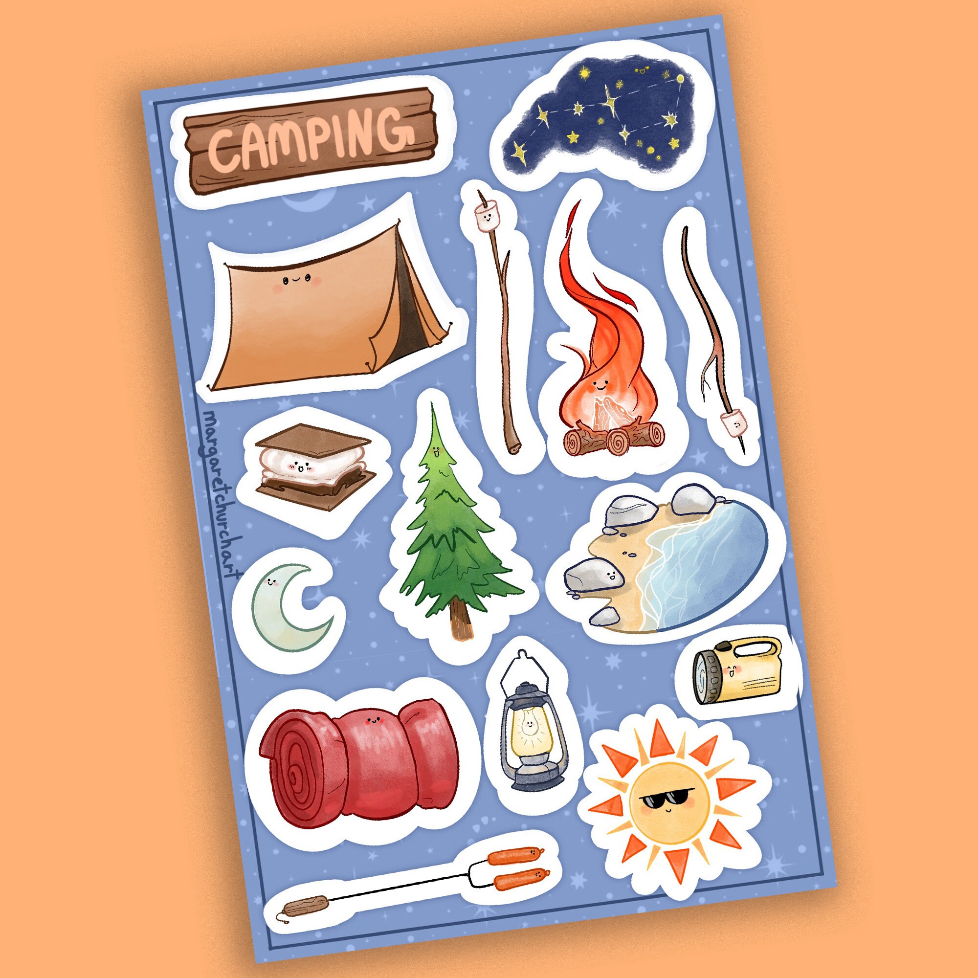 Cute Everyday Sticker Sheets | Smiley Face Stickers | Camping Stickers ...