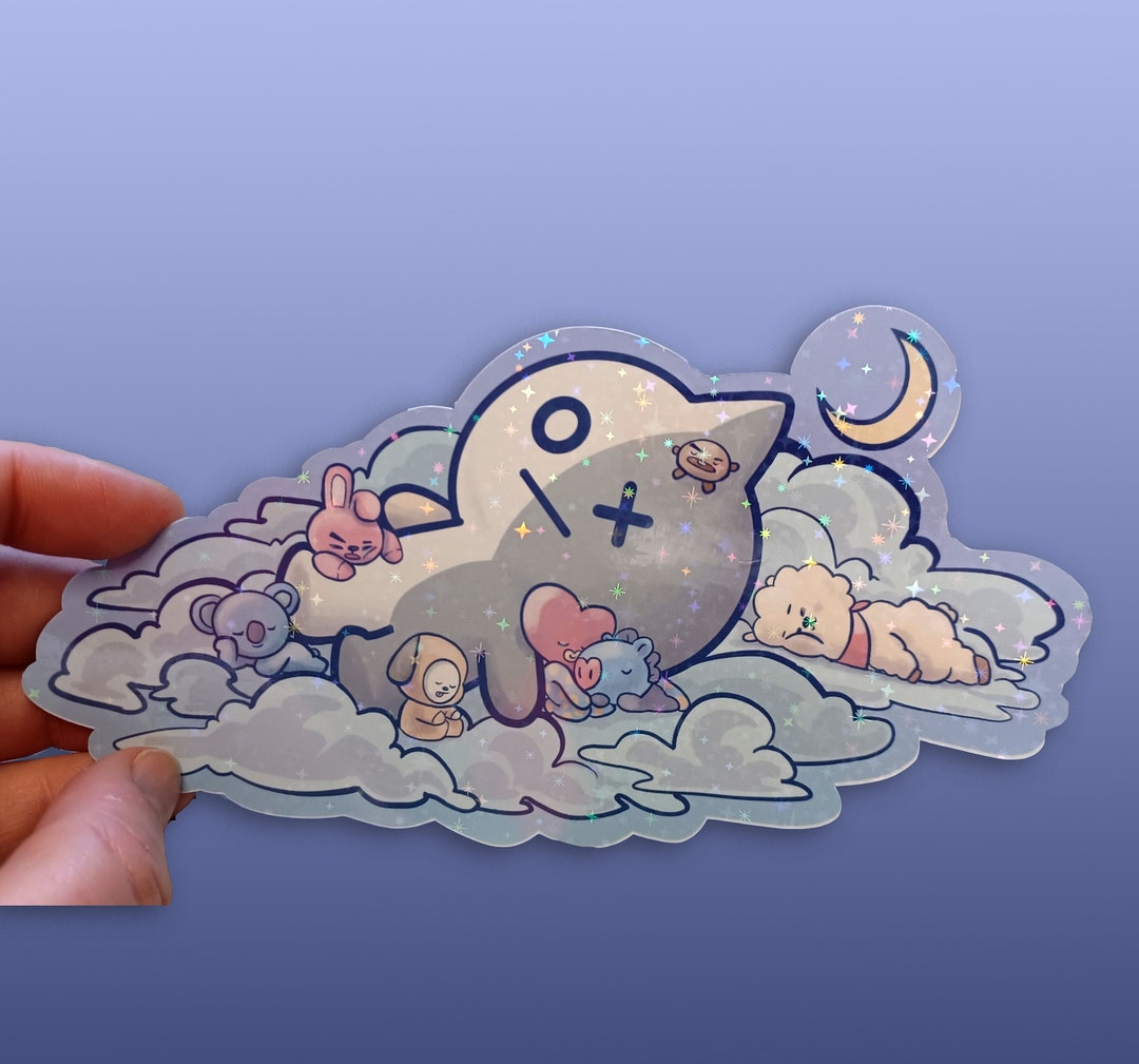 HOLOGRAPHIC Sleepy BT21 Stickers! Cute Sleepy Vibes With Star Sparkle ...