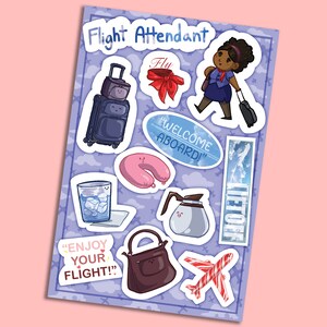 Flight Attendant Stickers! Cute Airplane Stickers! Pink and Blue Flight ...