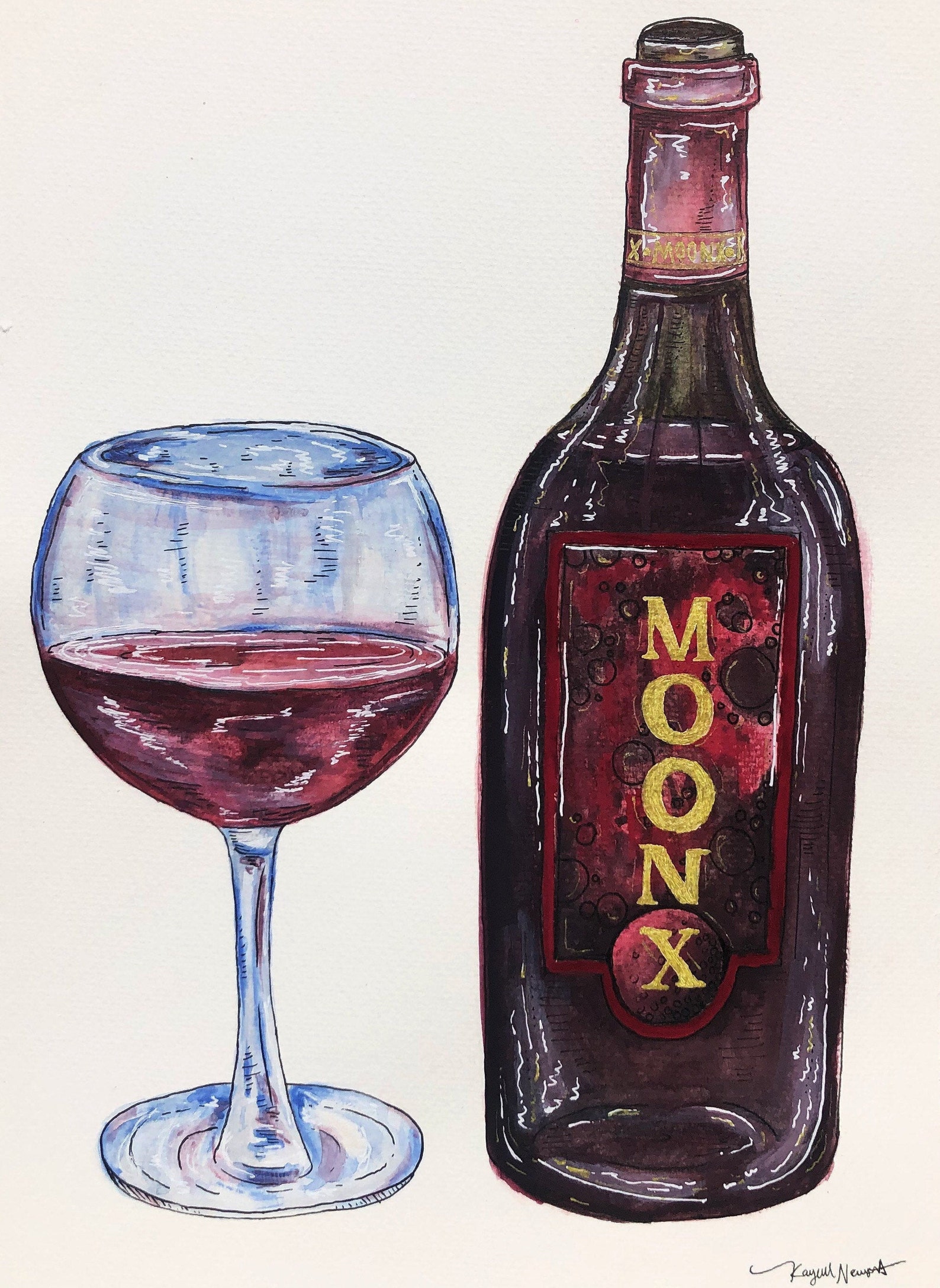 Custom Alcohol Bottle Watercolor Painting, Handmade to Order ...