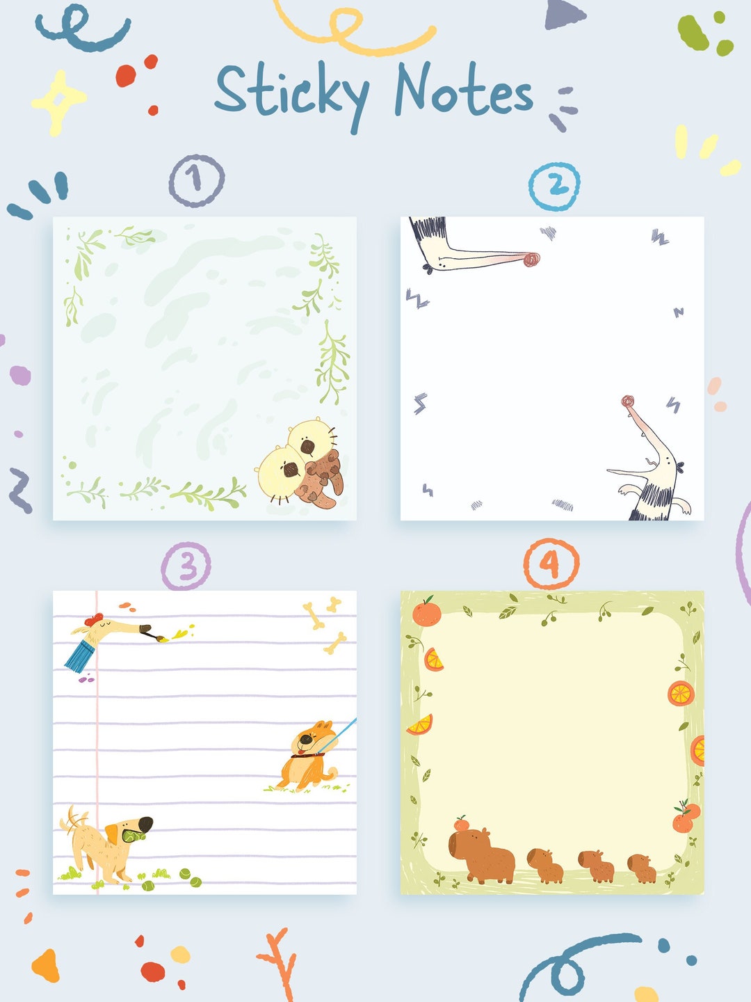 Cute Animals STICKY NOTES - Etsy