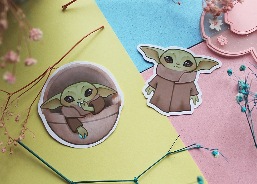 The Child Grogu Baby Yoda Sticker Cute Kawaii Holographic Sticker - Etsy