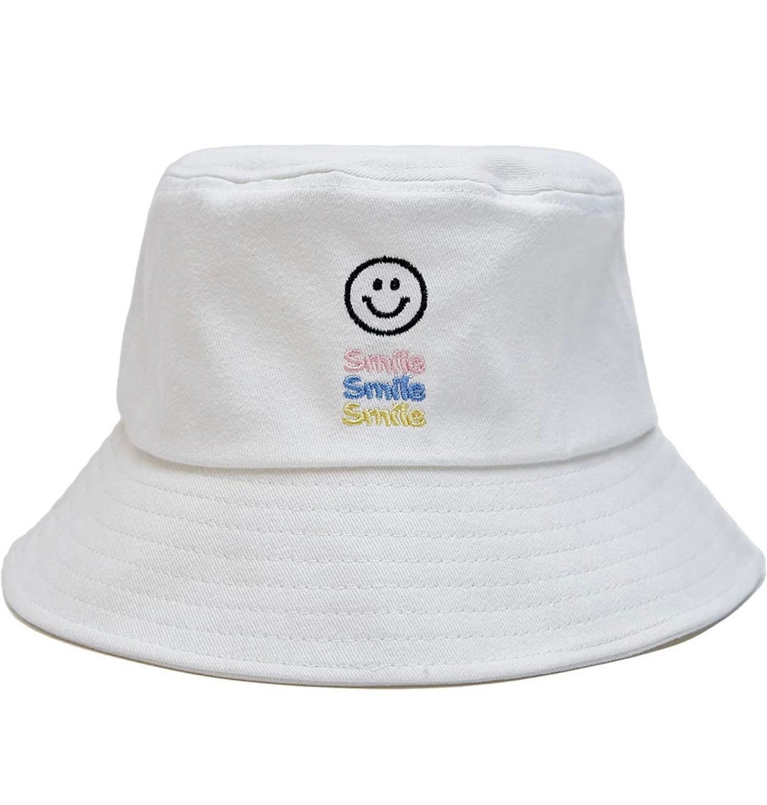 Smiley Face Bucket Hat Tone on Tone Bucket Hat, Neutral Bucket Hat ...