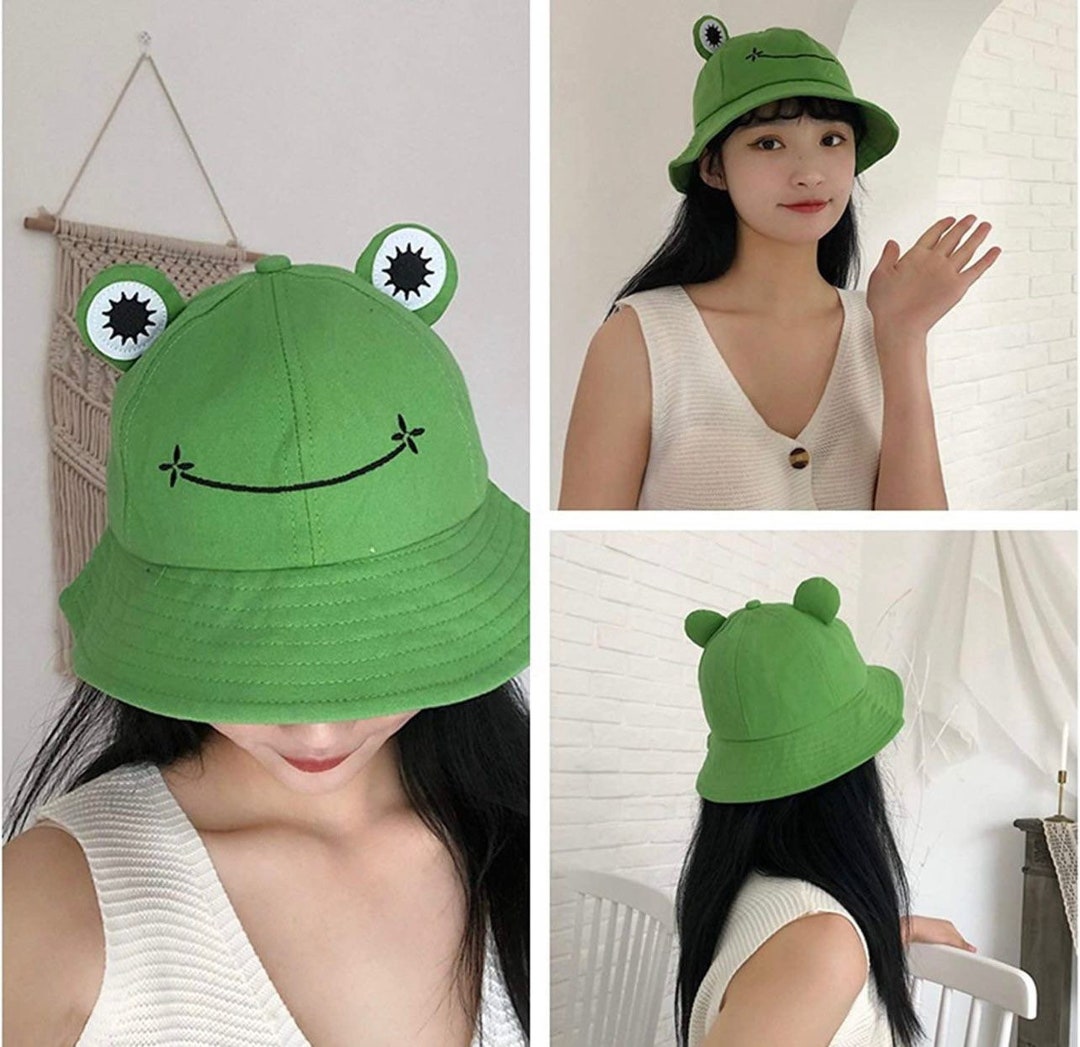 Black Frog Bucket Hat-white Frog Bucket Hat-unisex Bucket Hat Frog Face ...
