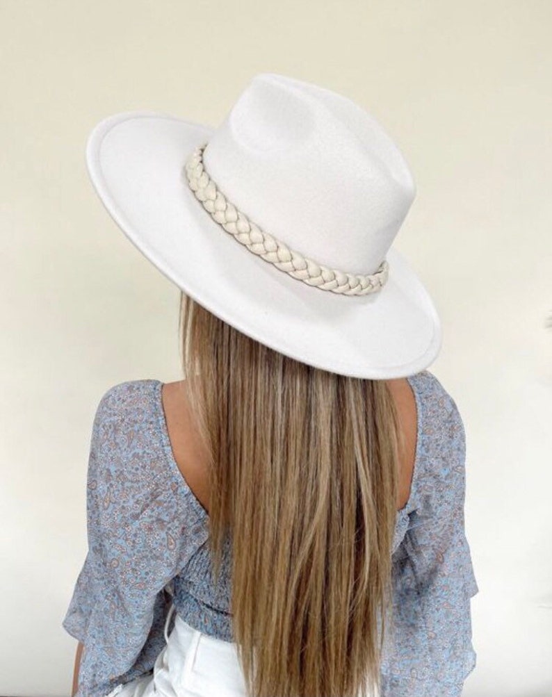 White Fedora Hat for Women-vegan Felt Fedora-wide Brim White - Etsy