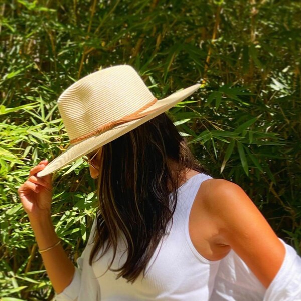 Flat Brim Straw Hat - Etsy