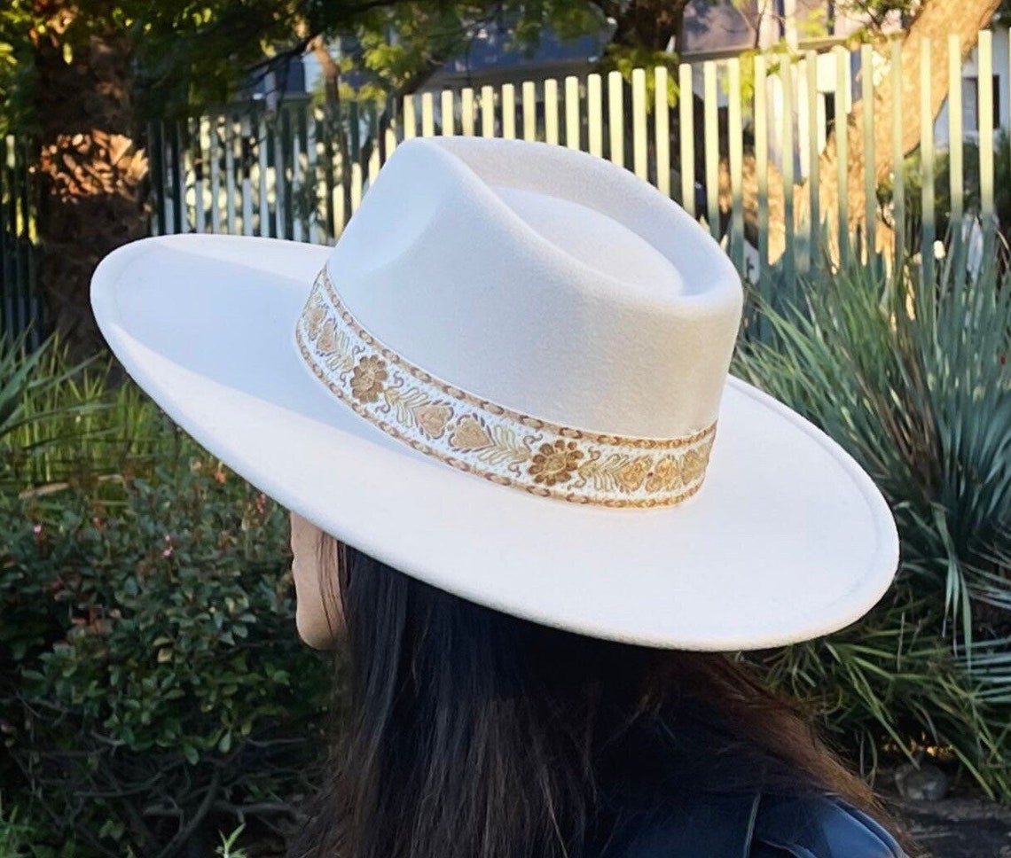 White Fedora Hat for Women Vegan Felt Fedora Hat Wide Brim - Etsy