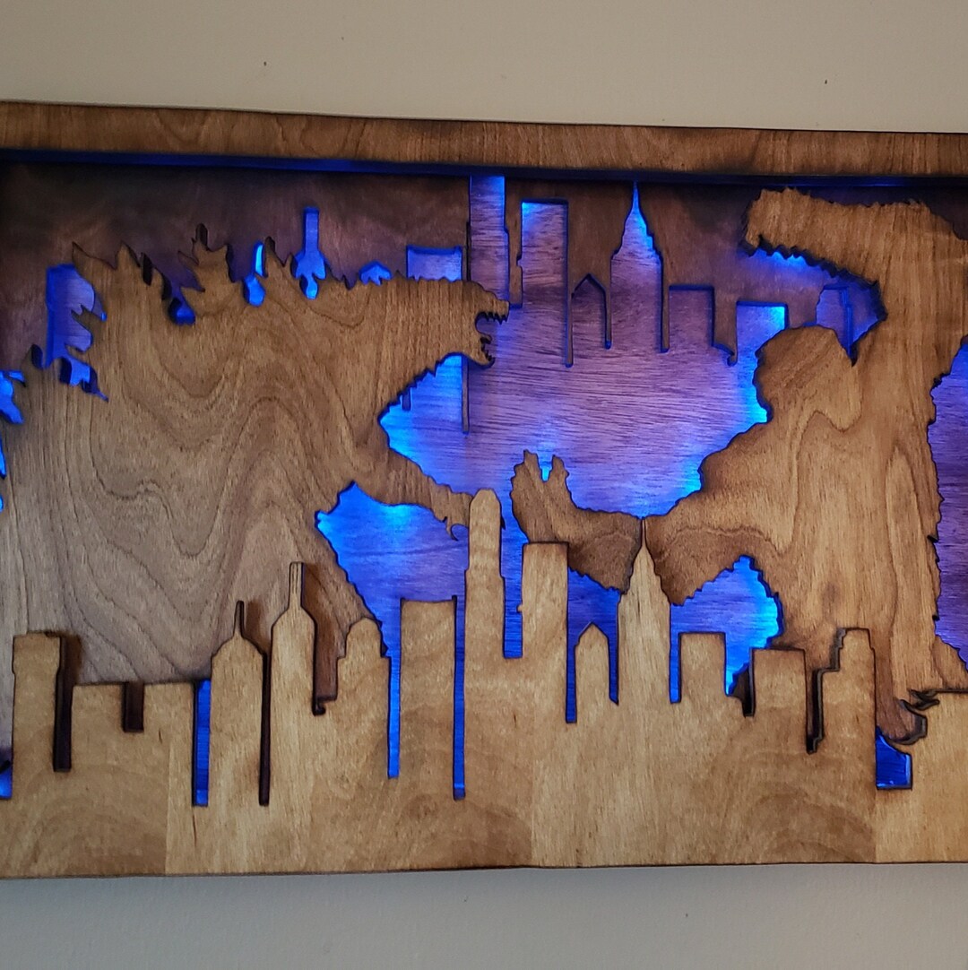 Godzilla Vs Kong Kaiju Monster Wood Carved Final Battle Team - Etsy