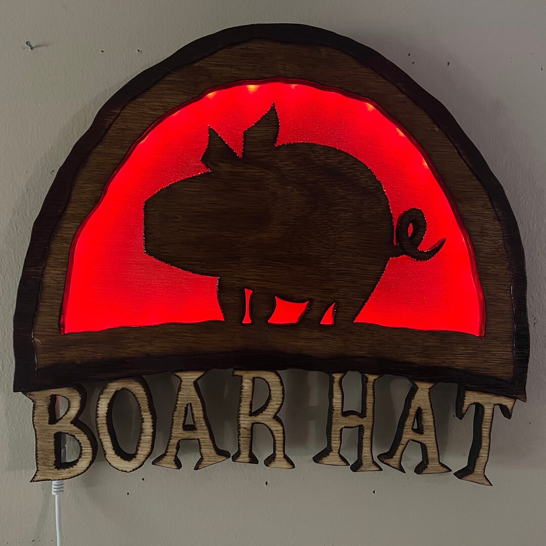Seven Deadly Sins Boar Hat Sign Wood Carved Light up 7DS Hawk Fan Art ...