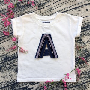 Toddler Girl Custom T-shirt With Hand Made Removable Initial Letter ...