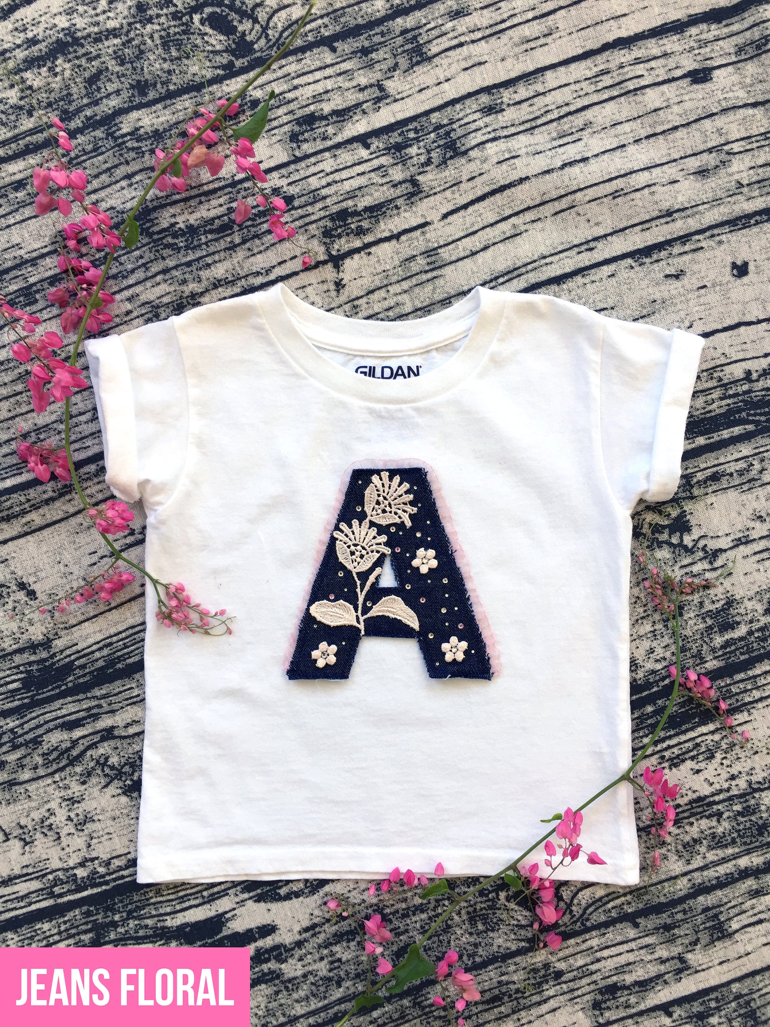 Toddler Girl Custom T-shirt With Hand Made Removable Initial Letter ...