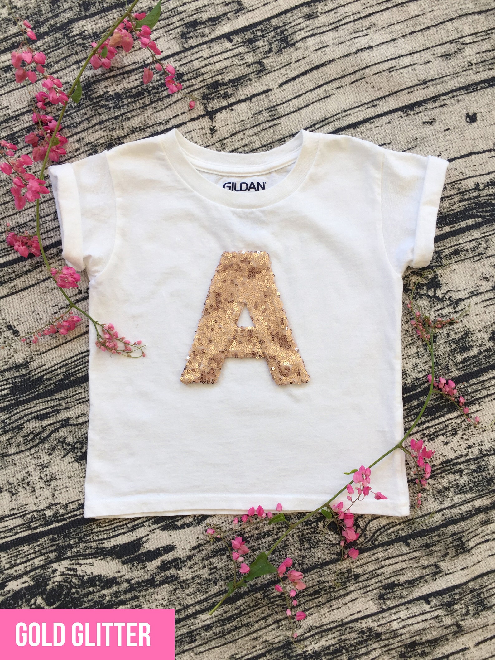 Toddler Girl Custom T-shirt With Hand Made Removable Initial Letter ...
