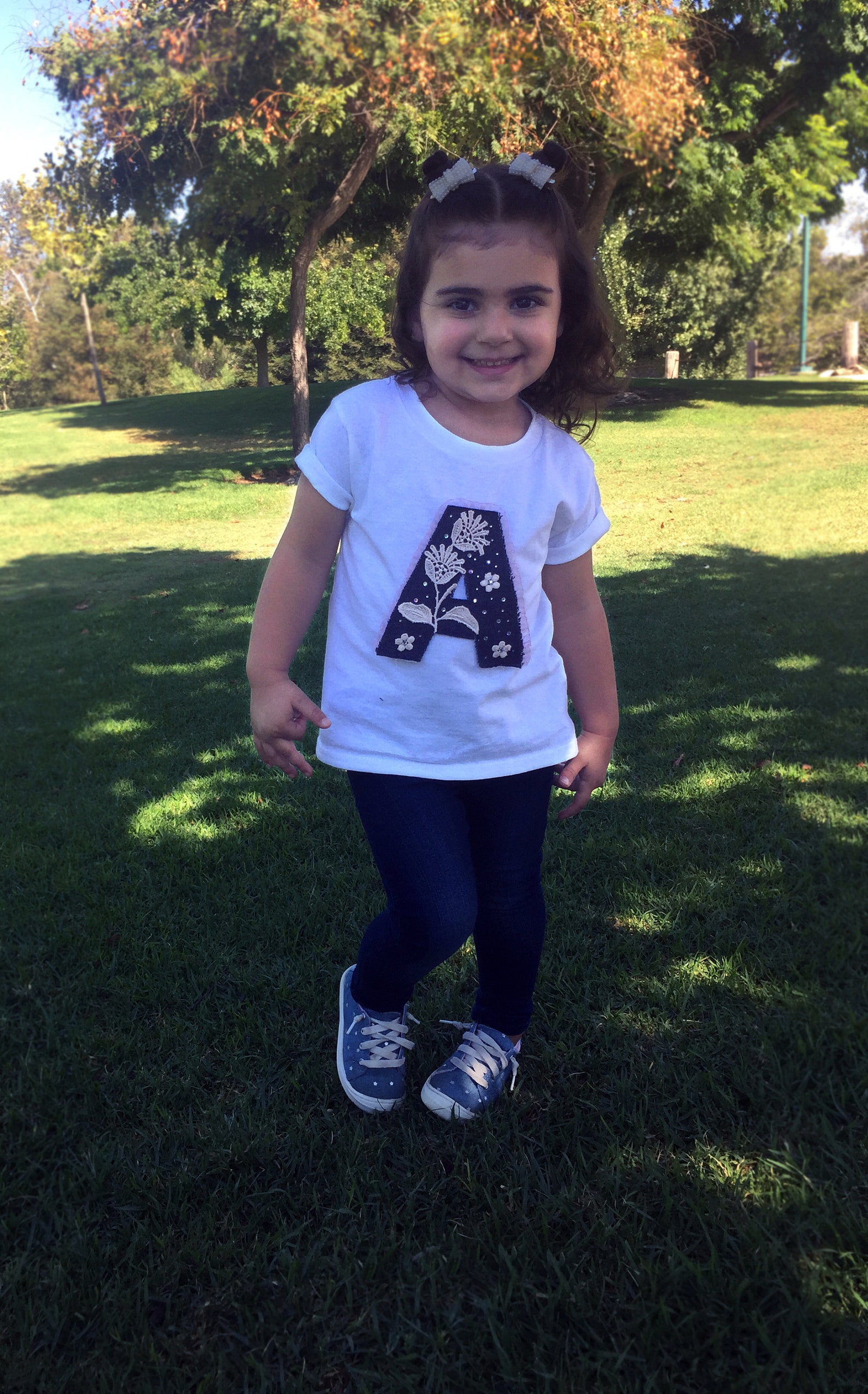 Toddler Girl Custom T-shirt With Hand Made Removable Initial Letter ...