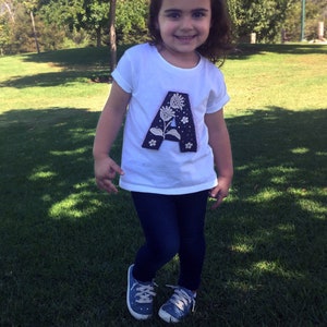 Toddler Girl Custom T-shirt With Hand Made Removable Initial Letter ...