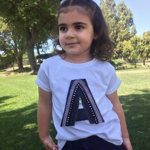 Toddler Girl Custom T-shirt With Hand Made Removable Initial Letter ...