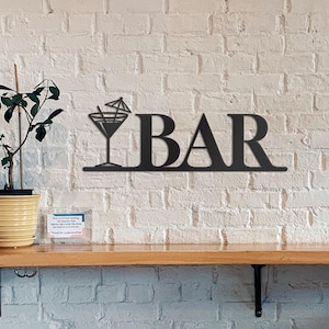 Vivegate Home Bar Signs Metal Bar Wall Decor 18x7 Black Bar Letters ...