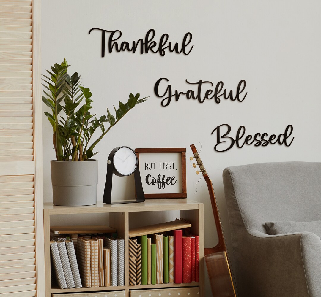 Vivegate Thankful Grateful Blessed Metal Wall Art Decor 17.5x15.5 3 ...