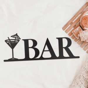 Vivegate Home Bar Signs Metal Bar Wall Decor 18x7 Black Bar Letters ...