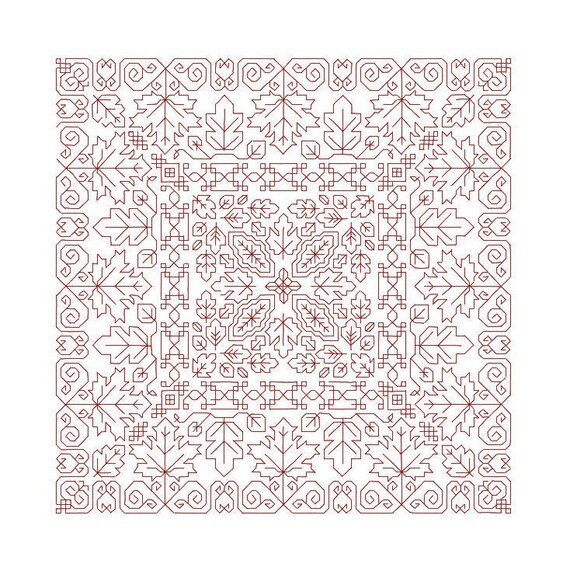 Fall Block Blackwork Pattern | Etsy