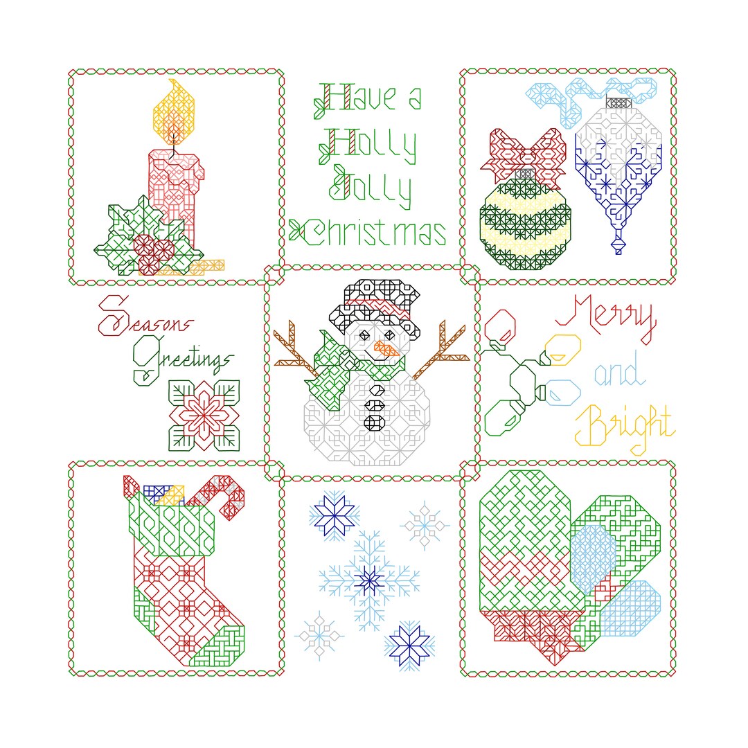Christmas Quick-stitch Blackwork Pattern Set - Etsy