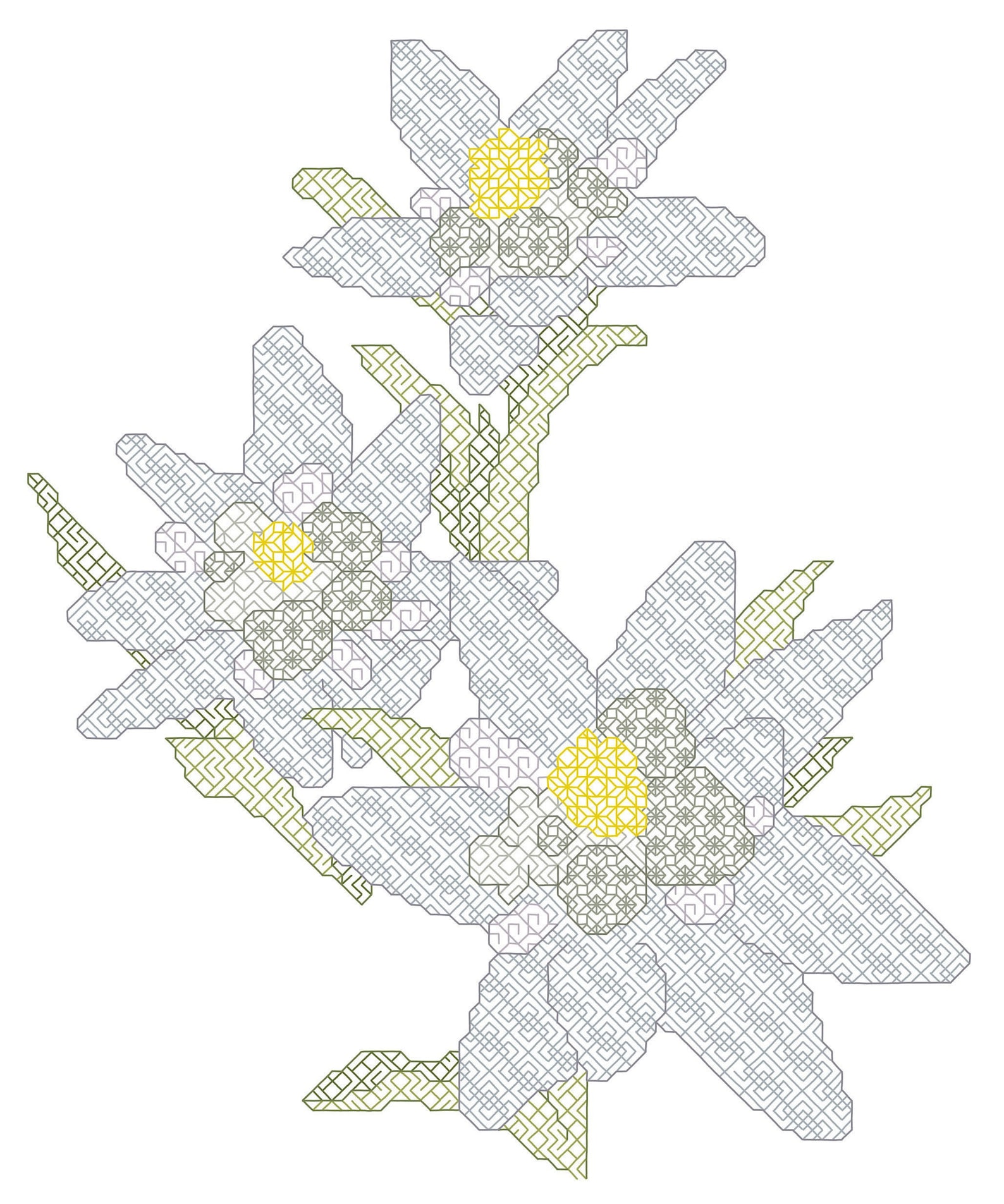 Edelweiss Flower Blackwork Pattern - Etsy