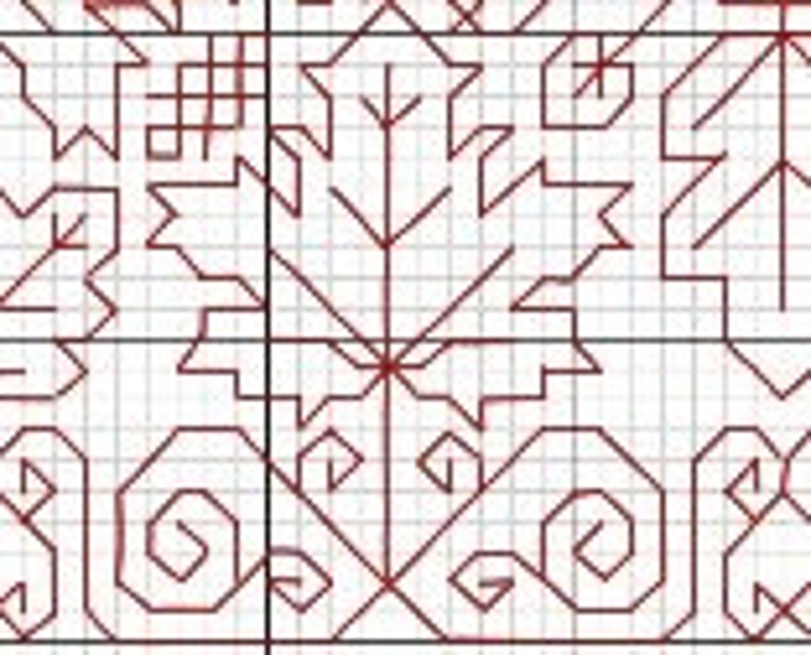 Fall Block Blackwork Pattern | Etsy