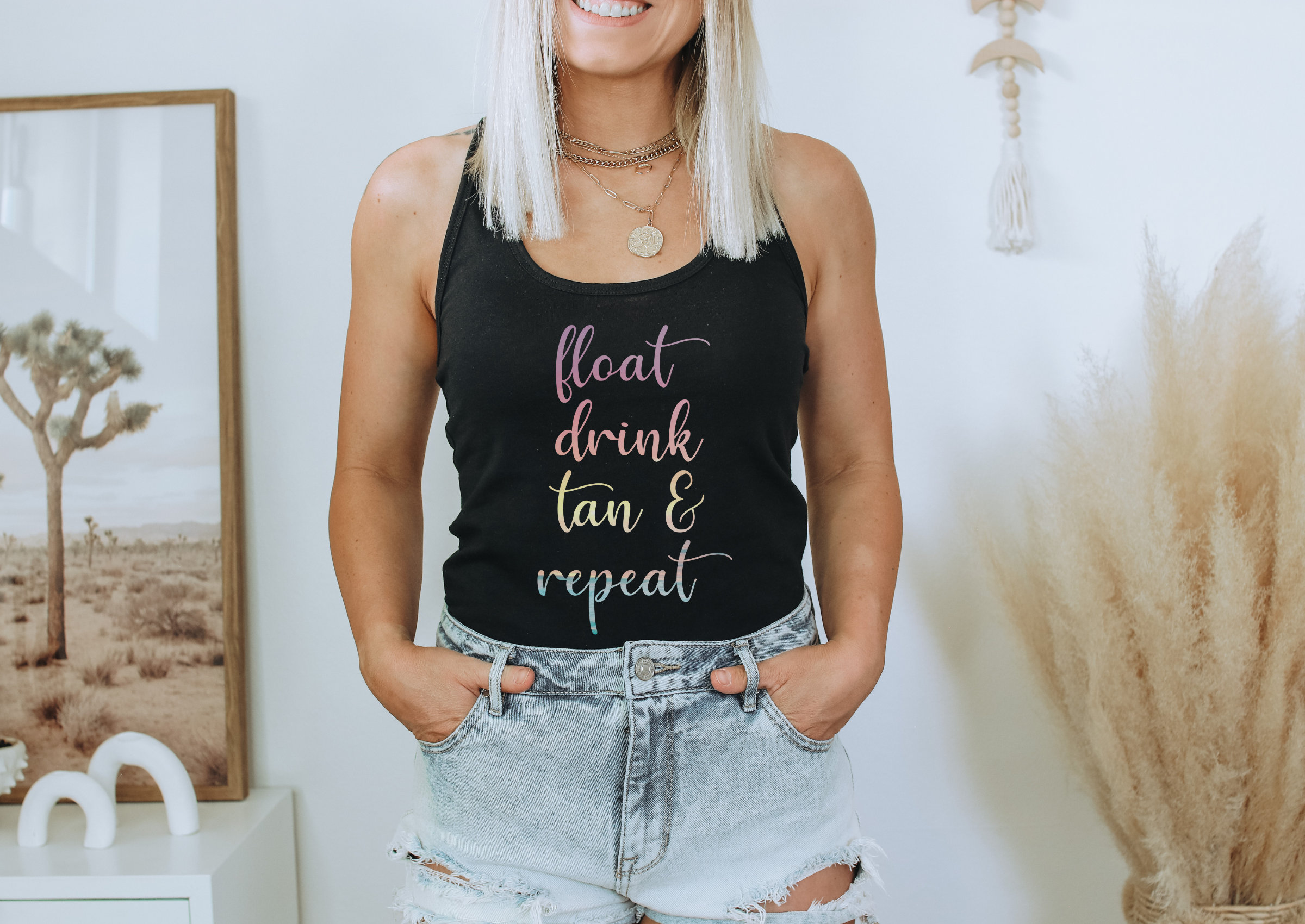 Float Drink Tan Repeat Tank Top Tubing Tank Kayaking - Etsy