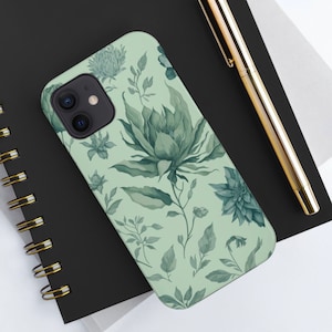 Sage Green Watercolor Floral Phone Case, Botanical Floral Clear Phone ...