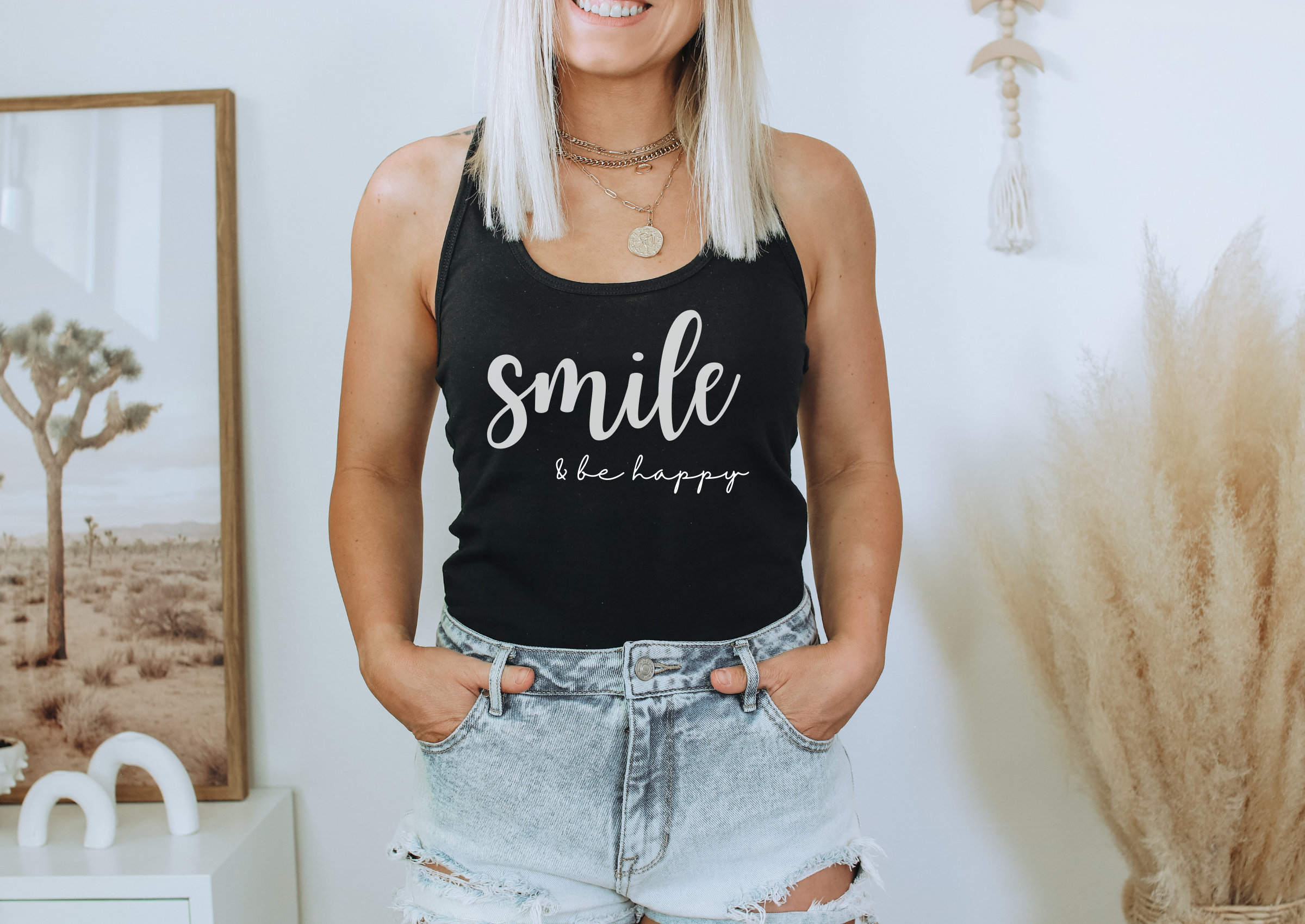 Smile Tank Top Smile Racer Back Tank Top Girl Power Summer | Etsy