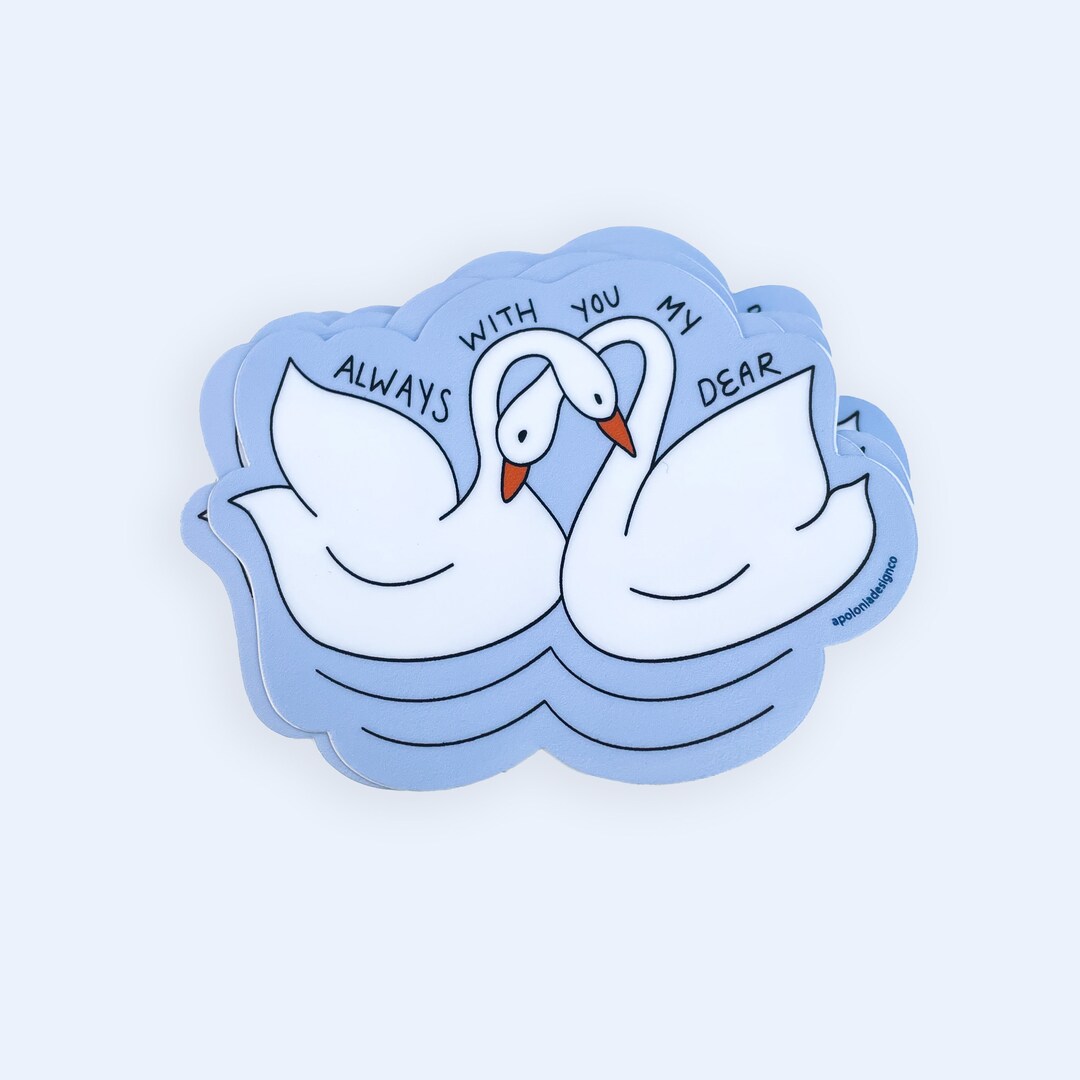 Kawaii Swan Love Sticker | Cute Animal Vinyl Sticker | Journaling ...