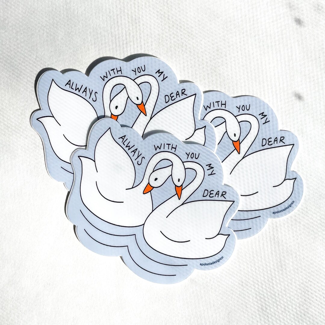 Set of 3 Kawaii Swan Love Sticker | Cute Animal Vinyl Sticker ...