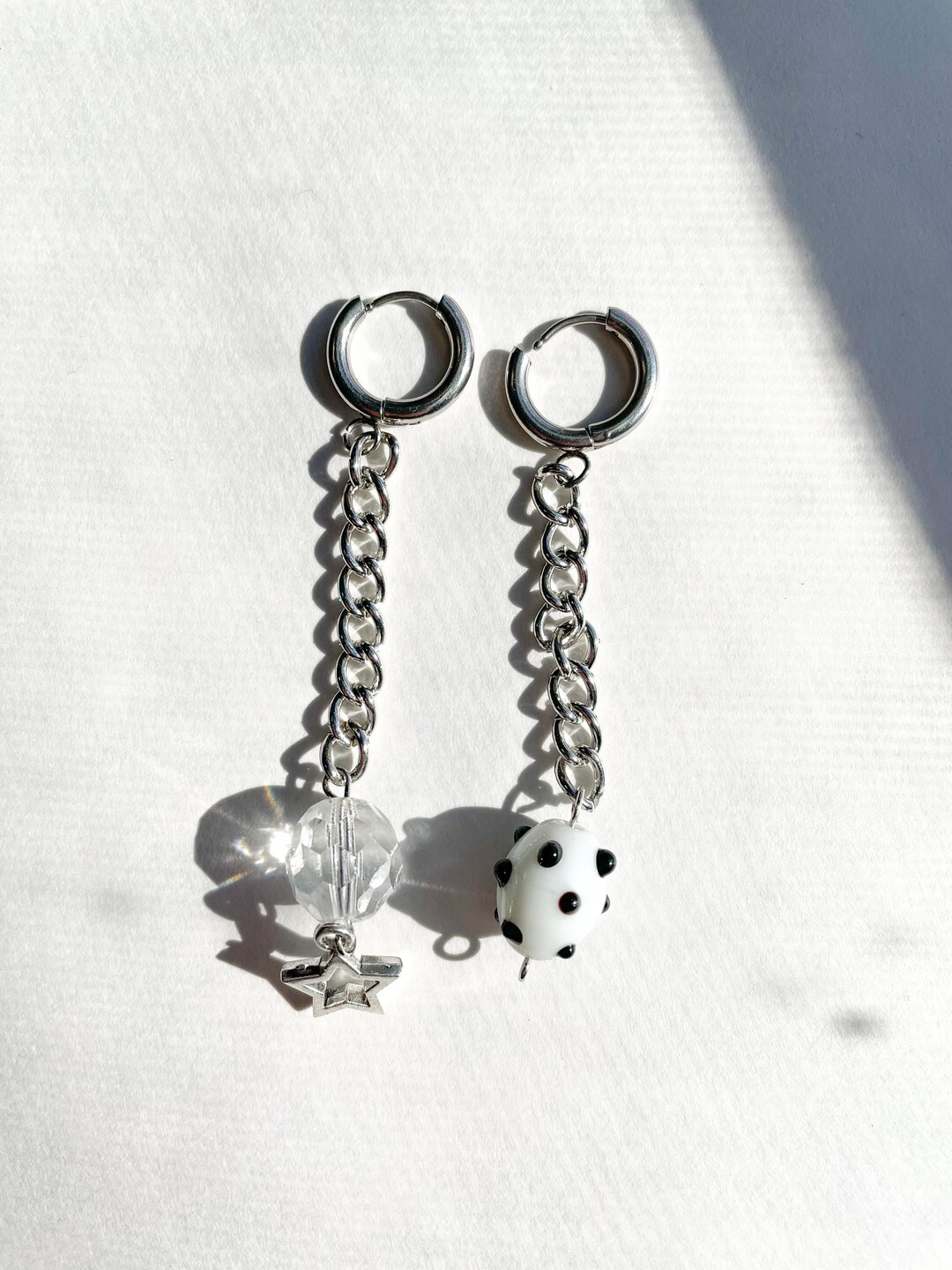Handmade Grunge Earrings | Edgy Punk Mismatched Dangle Jewelry | Chunky ...