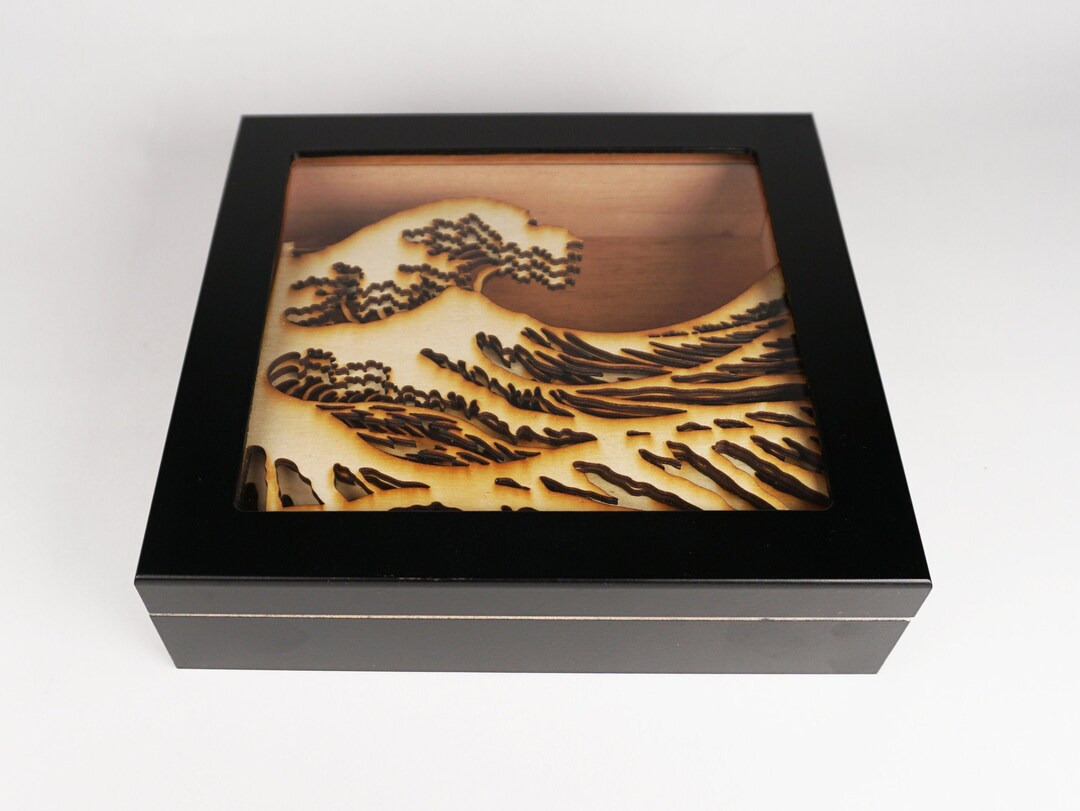 Humidor, Great Waves, Wood Cut Beach Design - Etsy