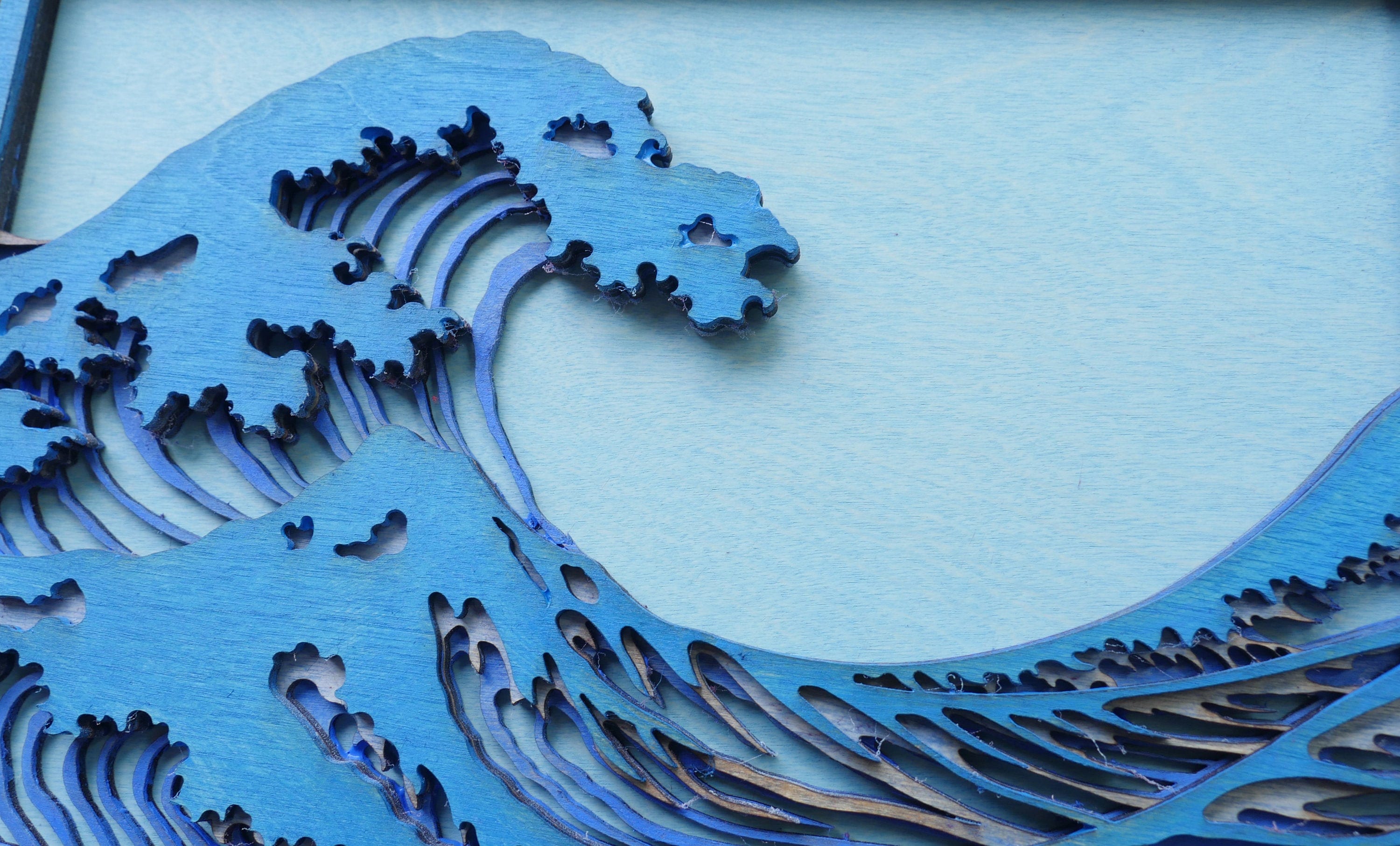 Ocean Wave Wood Cut Layered Art | Etsy