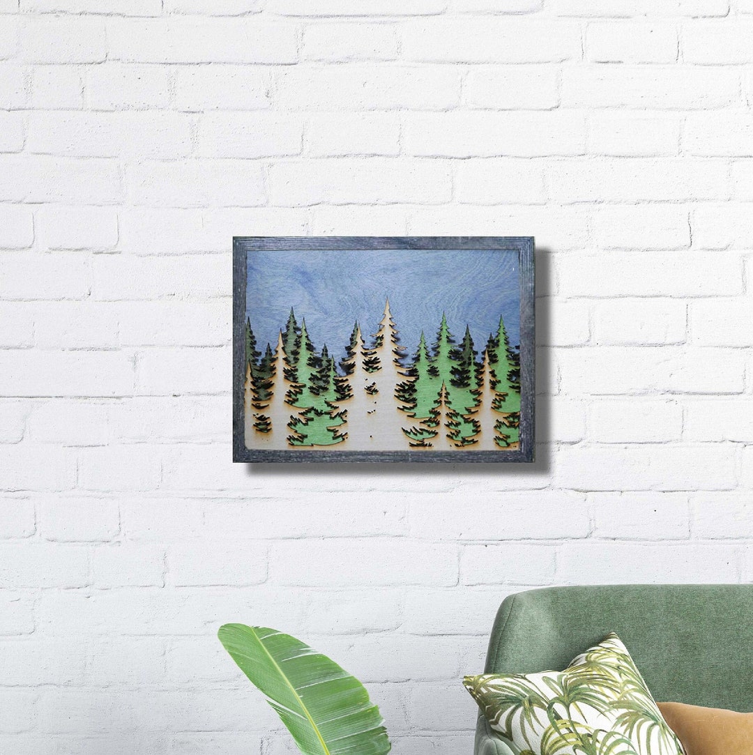 Nature Forest Wall Decor, Pine Tree Layered Art - Etsy