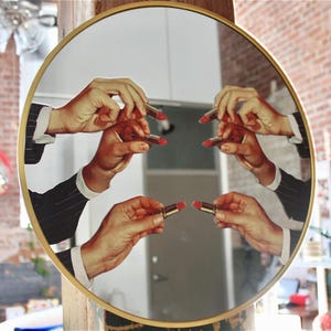 Applying Lipstick Mirror | Artistic Funky Decorative Mirror - Etsy